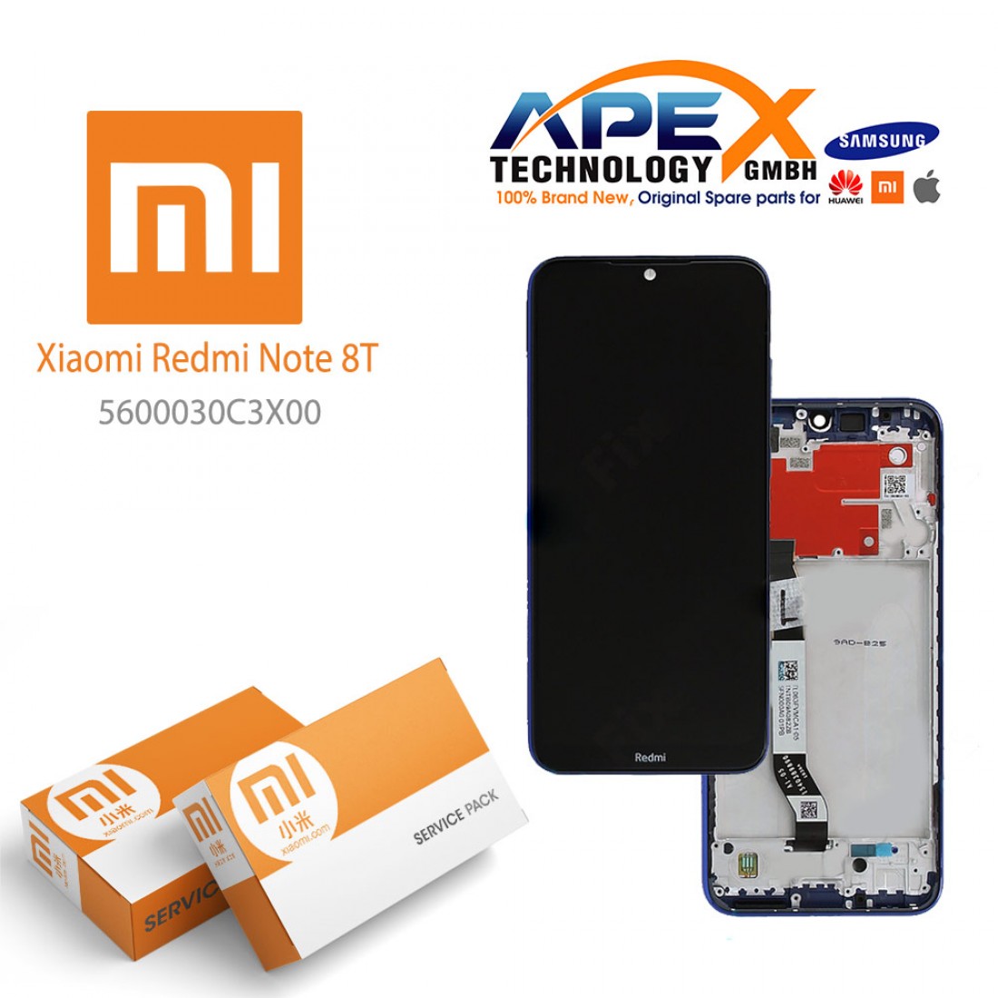 Xiaomi Redmi Note 8T Lcd Display / Screen + Touch starscape Blue ...